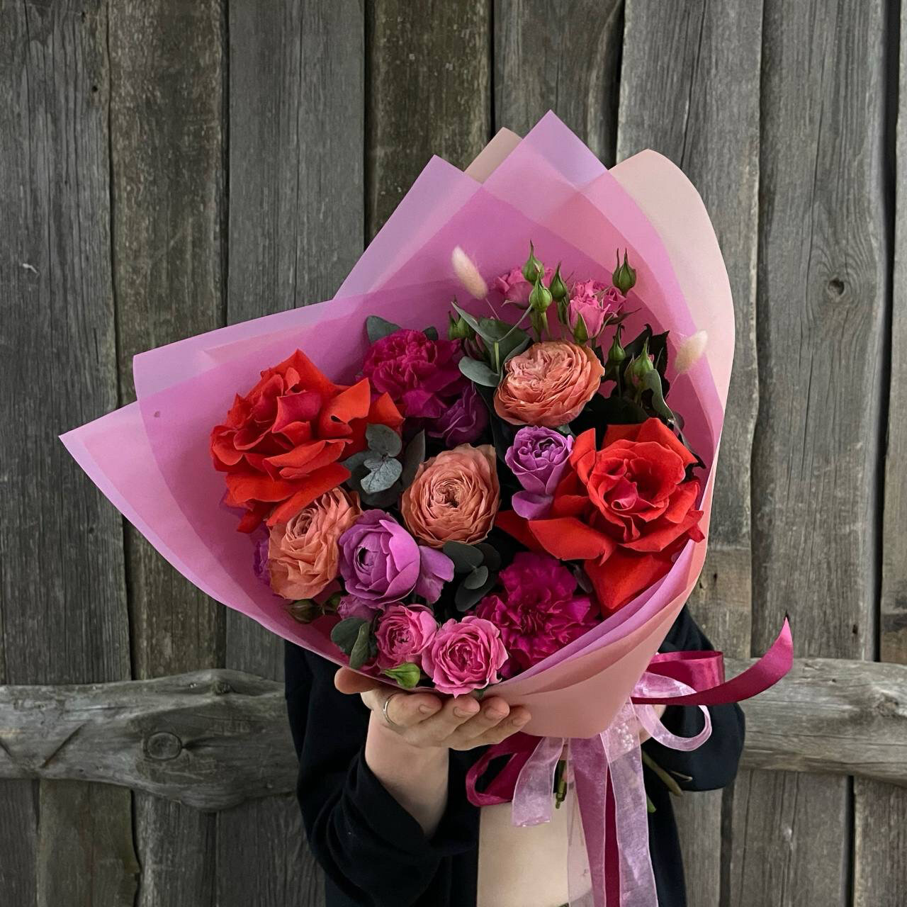 Авторский букет «Сны о Палермо» с французской розой и диантусами FM191