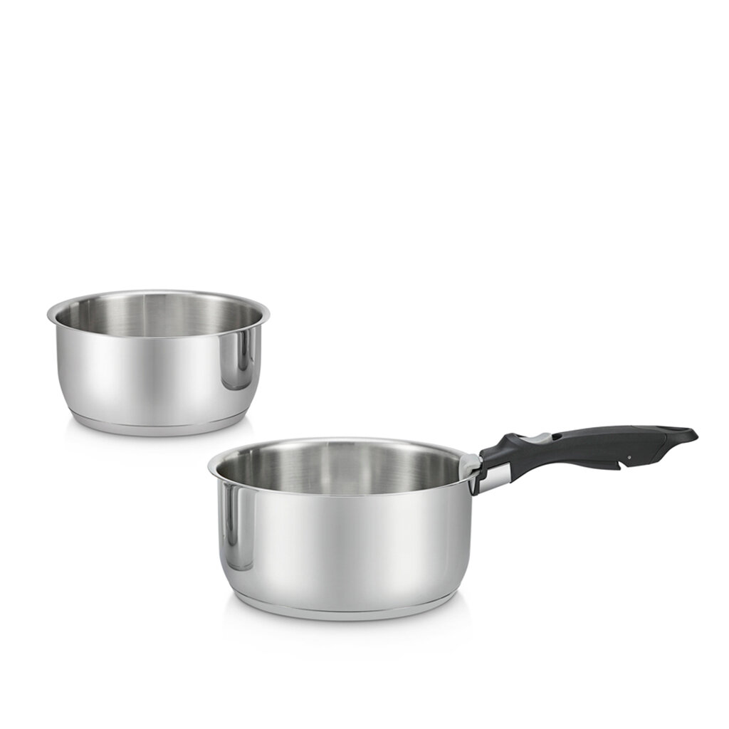 Набор посуды из 3 предметов Fissman Amanda Кастрюли 1.5л, 3л, съемная ручка, сталь (5818)