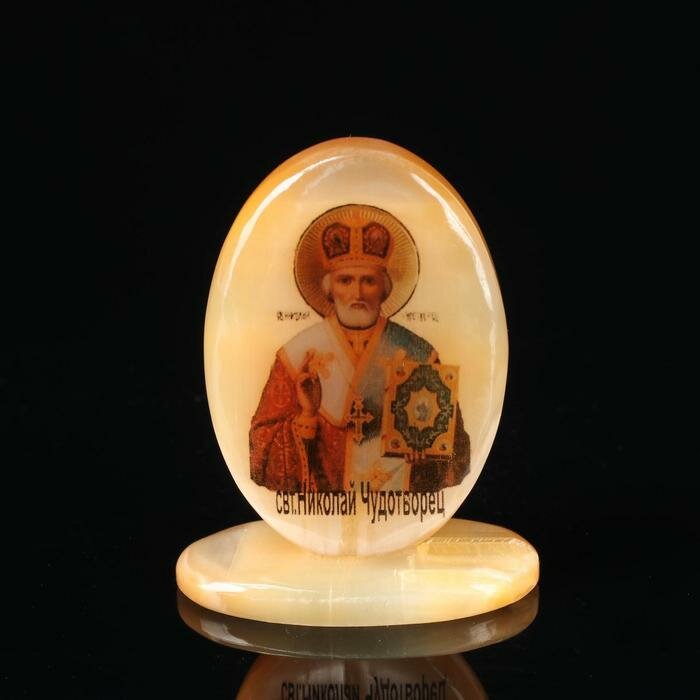 Икона «Николай Чудотворец», овал на поставке, настольная