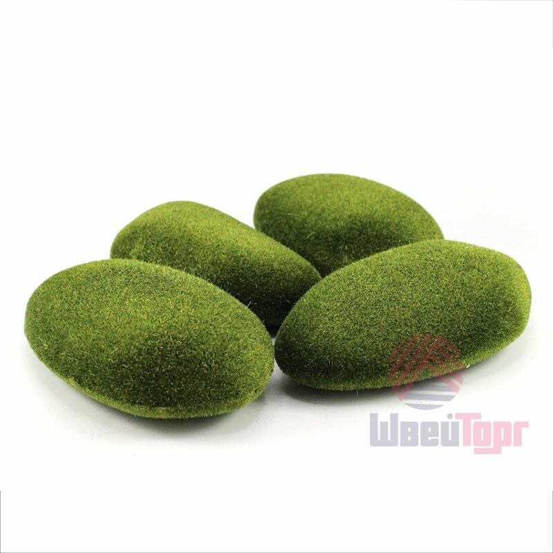 Декор "Камни во мху" 4 штуки (размеры камней-15*8см)