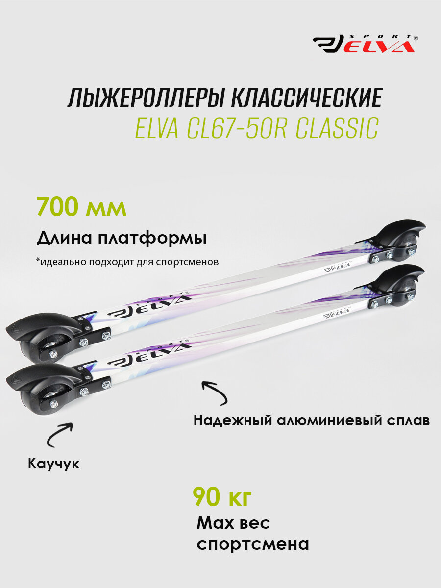 Лыжероллеры классические, Elva, CL67-50R CLASSIC белые