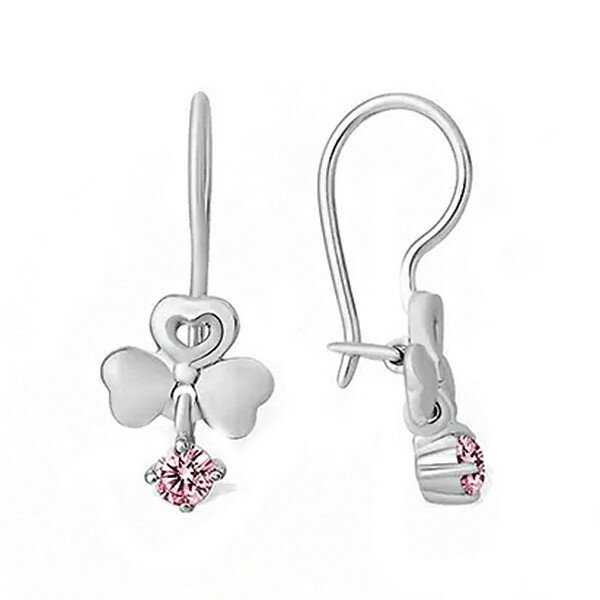 Серьги, серебро, 925 проба, родирование, фианит