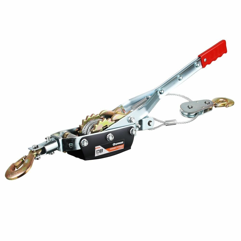 Ермак Лебедка ручная рычажная 4т, длина троса 1,8м