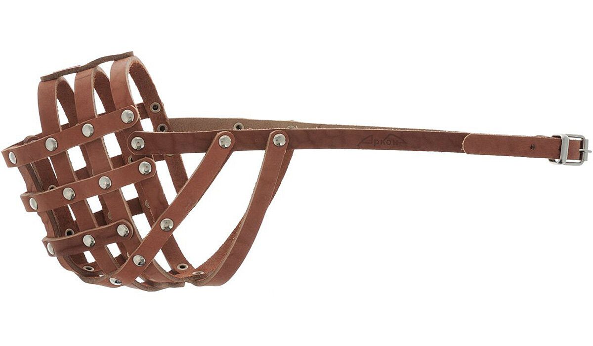 Намордник для собак кожаный коньячный 36 х 11 см Аркон н36мк NEW