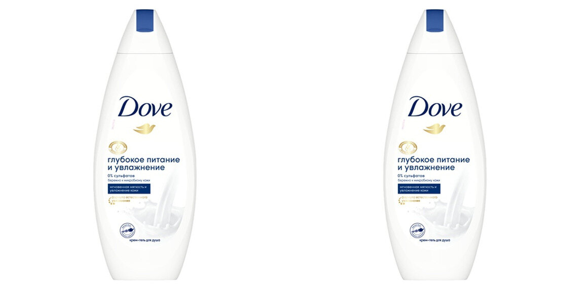 Крем-гель для душа Дав, Наслаждение и Забота, 250 мл, 2 шт