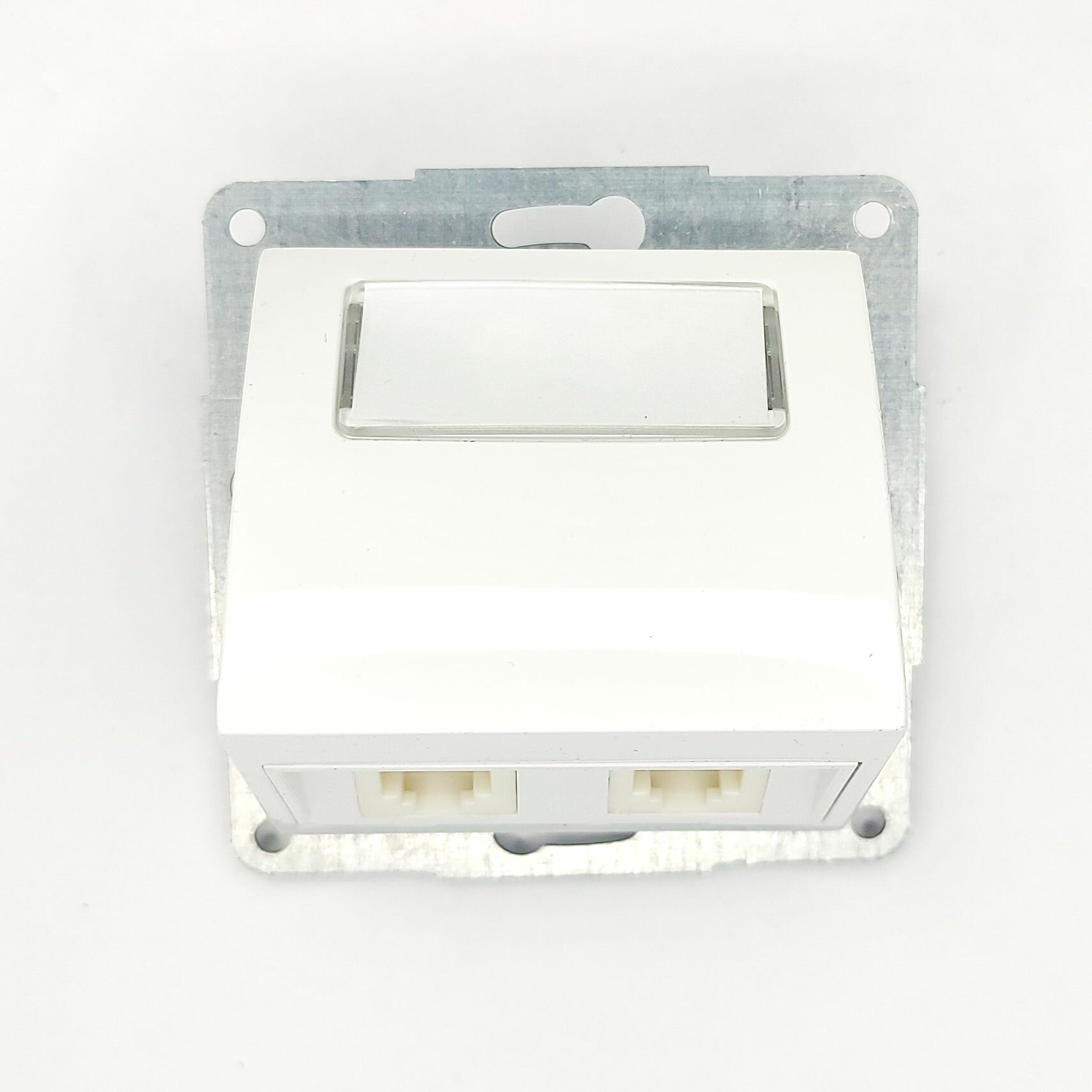 Розетка (механизм) 2xRJ11/RJ12 Hager Polo Optima телефонная двойная белая 12004802