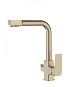 Смеситель для кухни со встроенным фильтром (краном) под питьевую воду Ledeme L4080Y-3 матовое золото