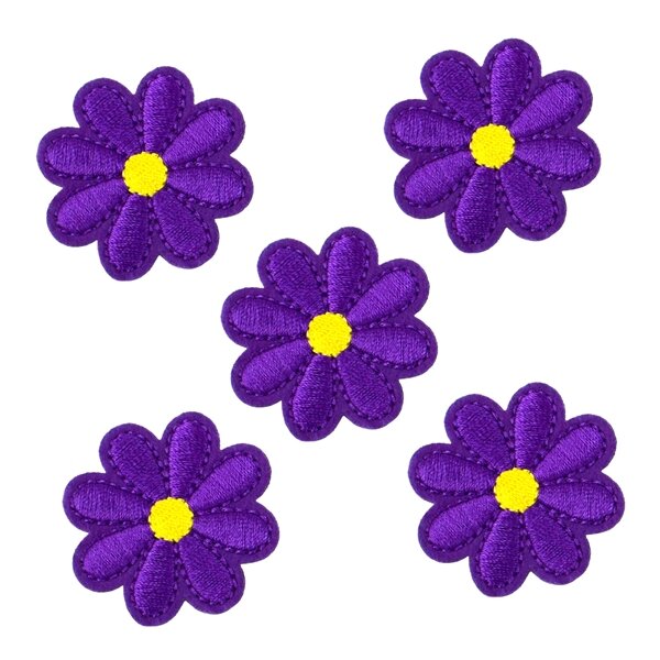 Термоаппликация / наклейка/ патч/ шеврон/ нашивка "Ромашки", диаметр 4 см упаковка 5 шт, цвет: фиолетовый