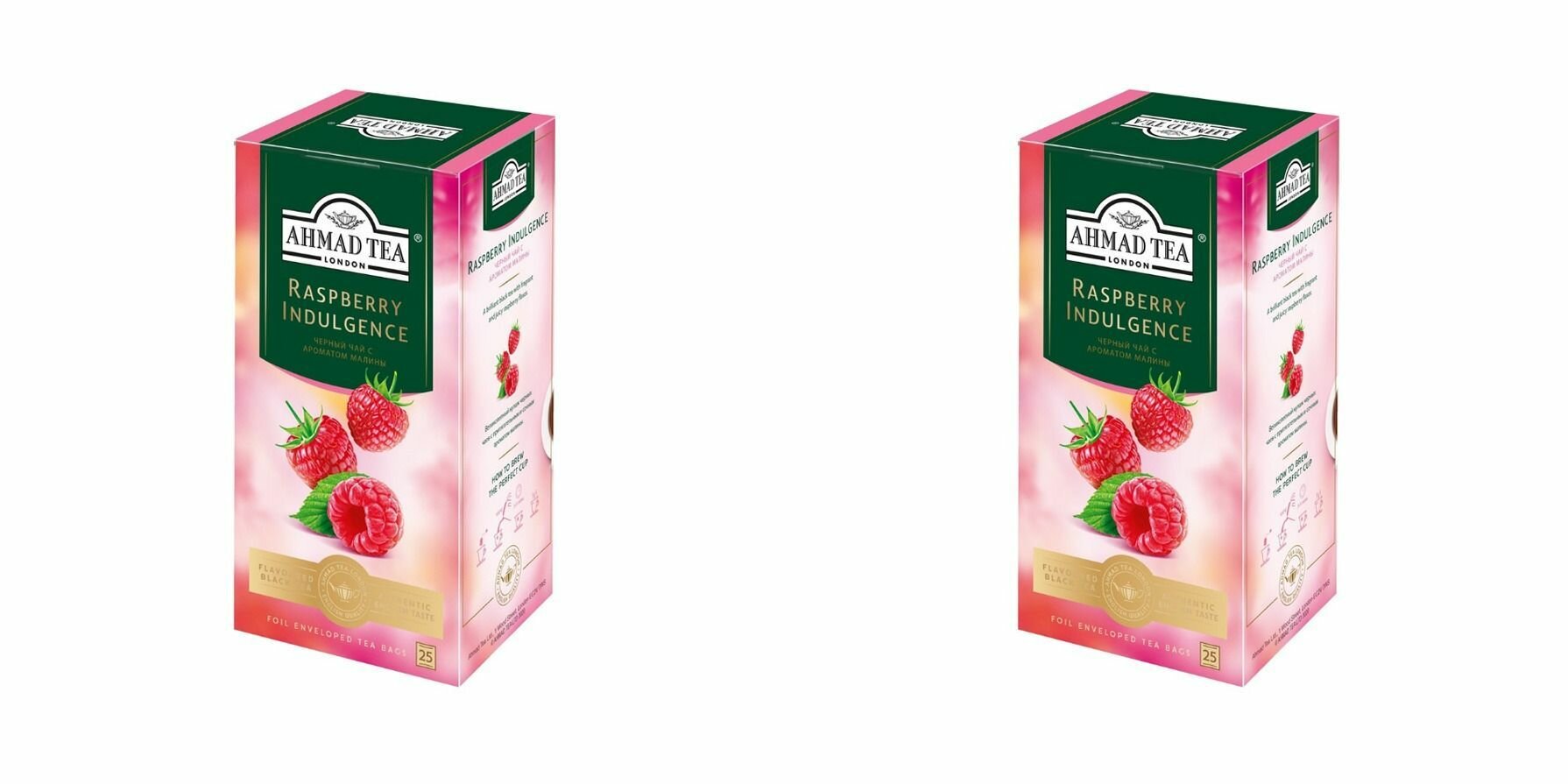 Ahmad Tea Чай черный, Малиновое лакомство, 25 пакетов по 1,5 гр, 2 уп