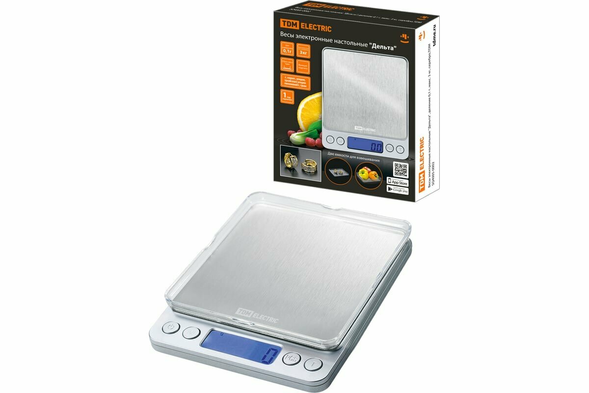 Электронные настольные весы TDM ELECTRIC Дельта деление 0,1 г макс. 3 кг цвет серебро