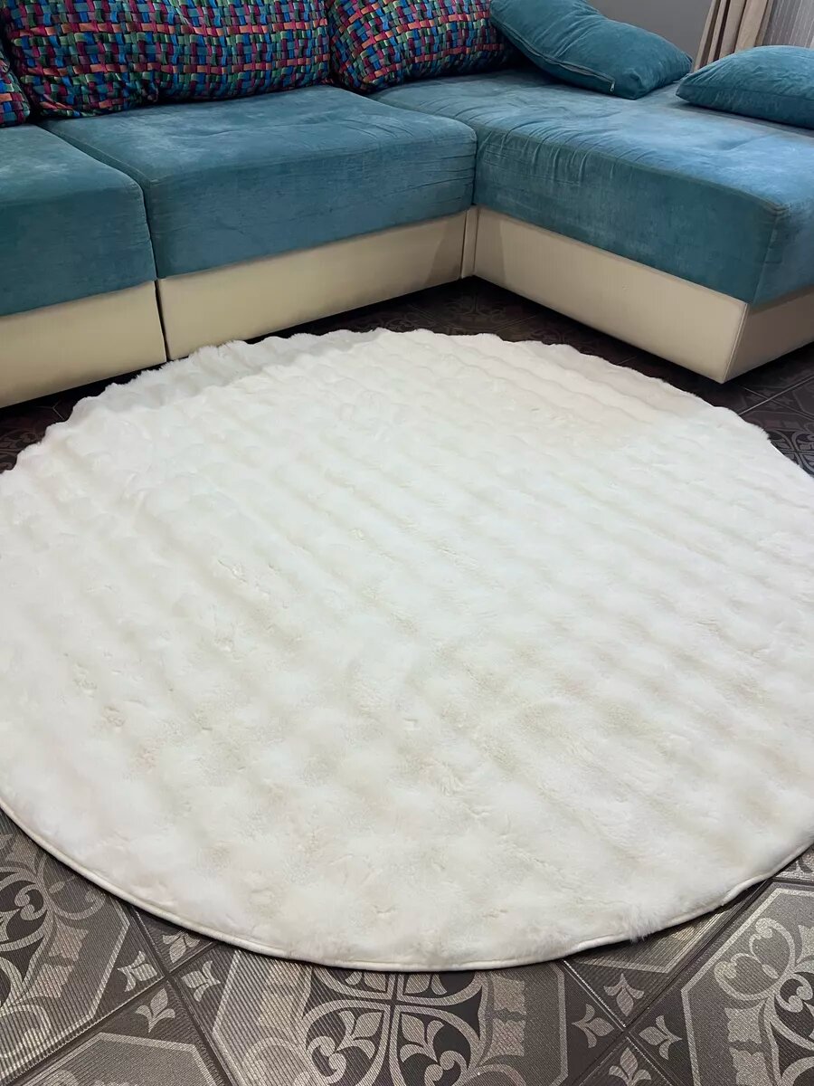 Коврик Natali's Carpets на пол в комнату меховой 100х100 см круглый