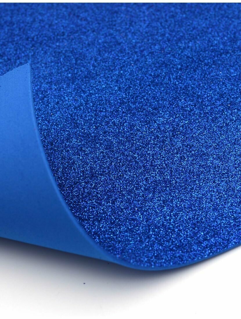 Цветная пористая резина (фоамиран) с блеском для поделок и творчества, Komas, 20х30 см, толщина 2 мм, 10 листов, темно-синий/ Фоамиран с блестками (глиттерный) А4