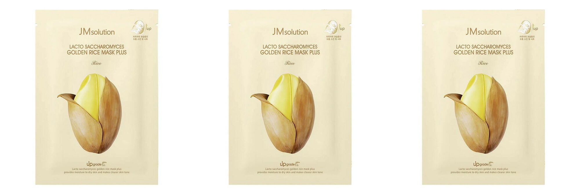 Маска тканевая JMsolution выравнивающая тон кожи с золотом, рисом и лактобактериями, Lacto Saccharomyces Golden Rice Mask, 30 мл, 3 шт