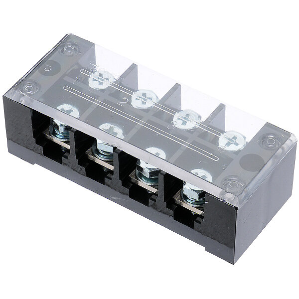 Блок ТВ-6004 клеммный 4 пары винтовых клемм 6,0 кв. мм с прозачной крышкой (3 шт. в комплекте)