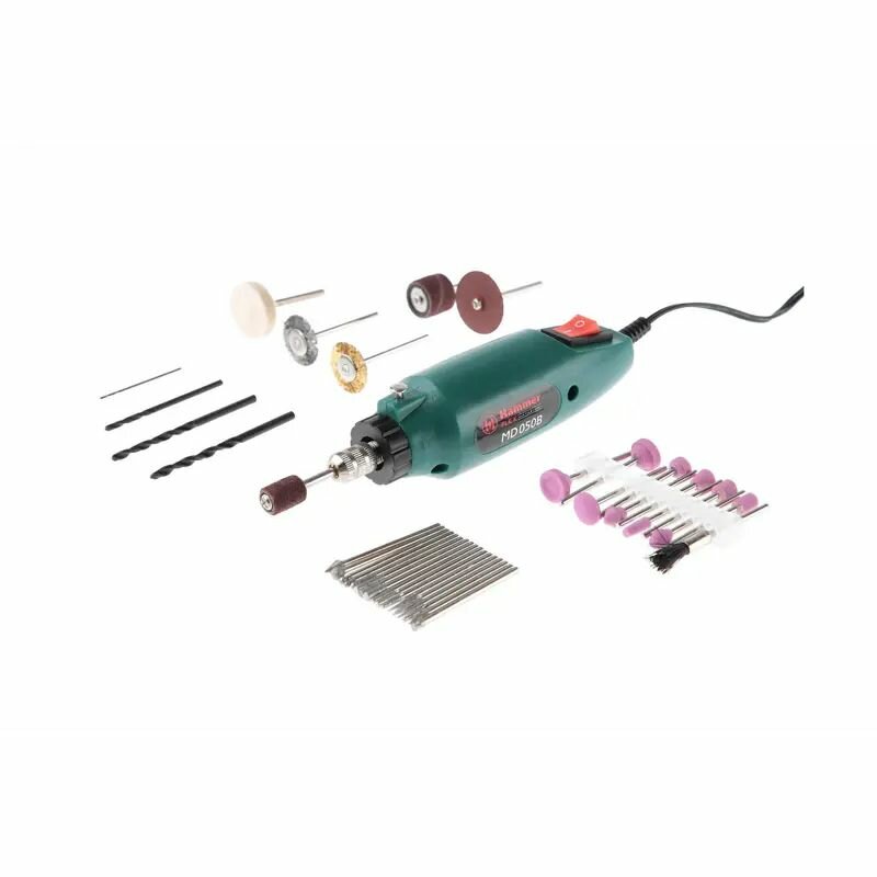 Гравер сетевой Hammer Flex MD050B 12В 2.4-3.2мм 15000 об/мин + аксессуары 80 шт, в блистере