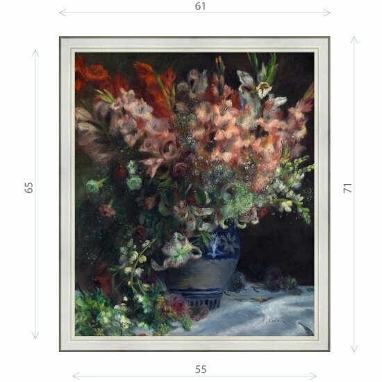 Картина Декор Депо Пьера Огюста Ренуара Гладиолусы в вазе Матовая бумага в раме без стекла 71х61 см, DDK03304E20W55H65P24