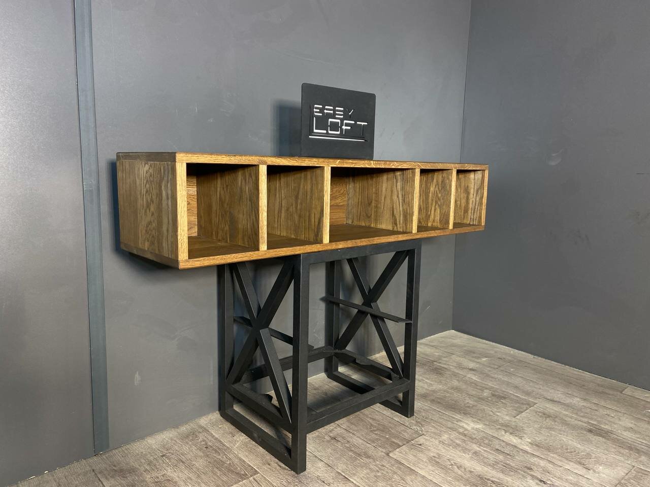 Полка настенная "EasyLOFT" в стиле лофт, из массива дерева, для дома и офиса, 120х30х24 см.