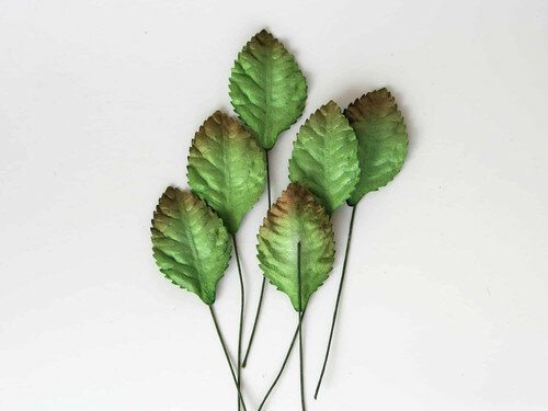 Листья розы зеленые 3,5*2 см, в наборе 20 шт