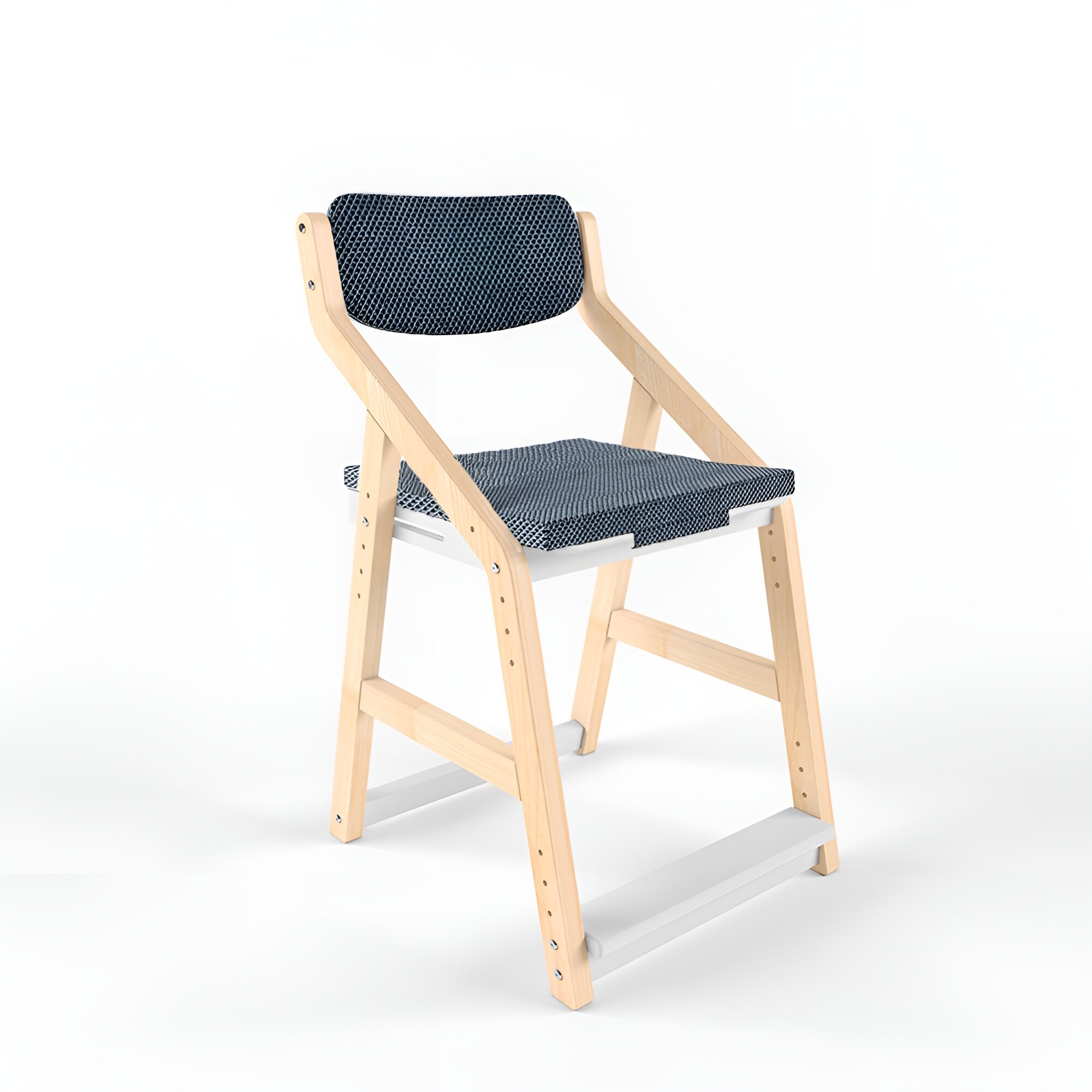 Стул растущий для школьника Робин Wood (Вуд) цвет Комбо белый с чехлом Темно-серый Велюр