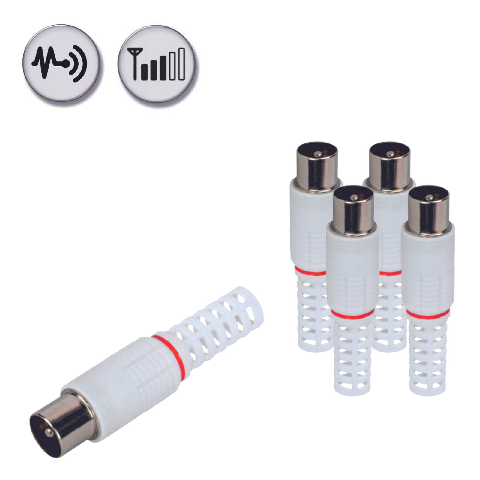 Антенный разъем штекер TV (папа), без пайки, 5 шт