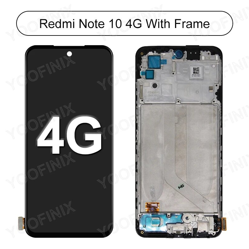 ЖК-дисплей AMOLED 6,43 дюйма для Redmi Note 10, 4G дисплей, сенсорный экран для Note10 4G With Frame