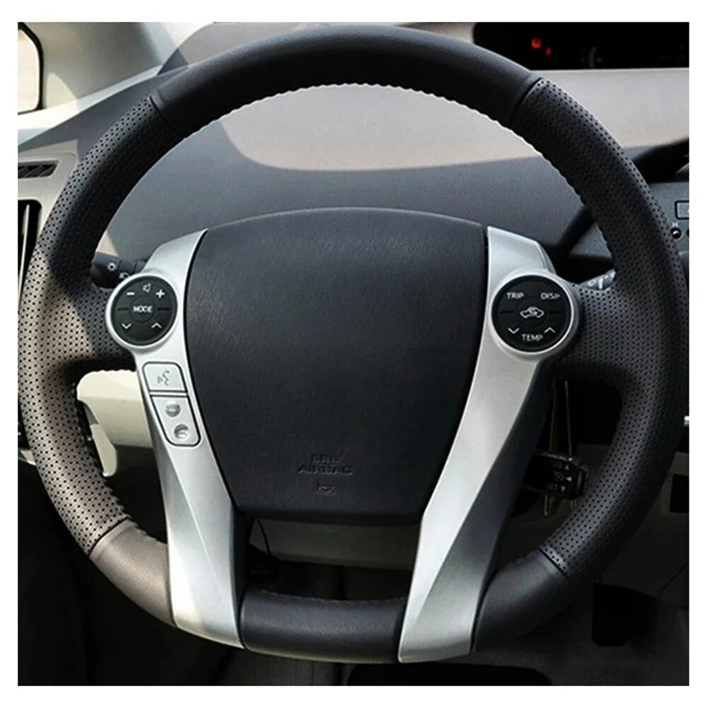 Кожаный чехол на руль автомобиля из микрофибры по индивидуальному заказу для Toyota Prius 2009-2015 Aqua 2014-2015 интерьер автомобиля White Thread