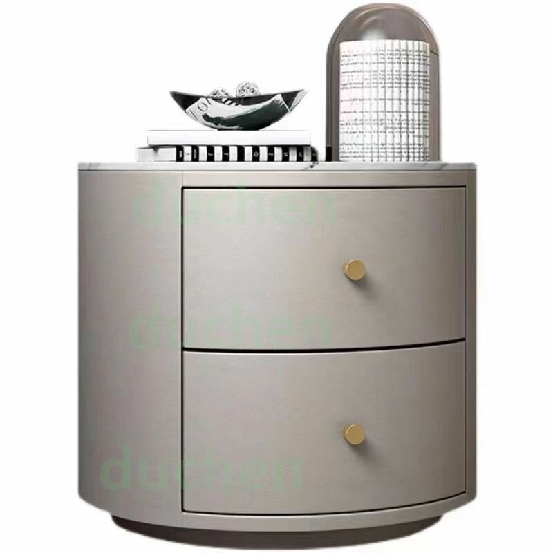 Итальянский круглый прикроватный столик из массива дерева, простой и современный прикроватный шкаф для хранения вещей из каменной плиты