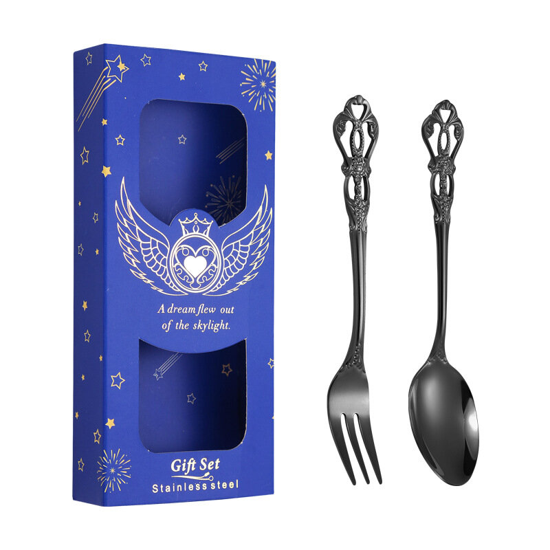 Королевский двор ложка из нержавеющей стали вилка из двух частей трансграничная посуда Подарочная коробка винтажная