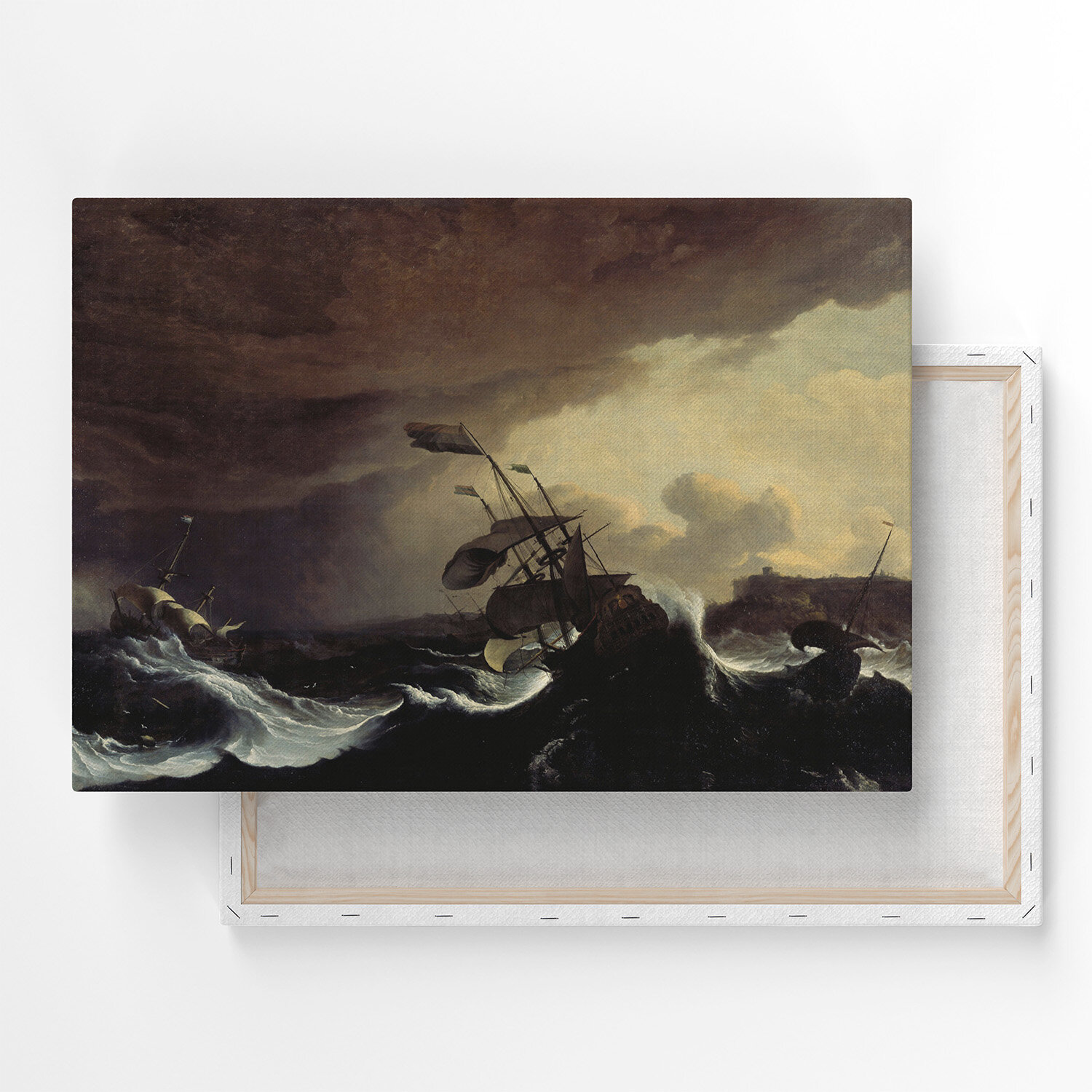 Картина на холсте, репродукция / Людольф Бакхёйзен - Ships in a Stormy Sea / Размер 40 x 53 см
