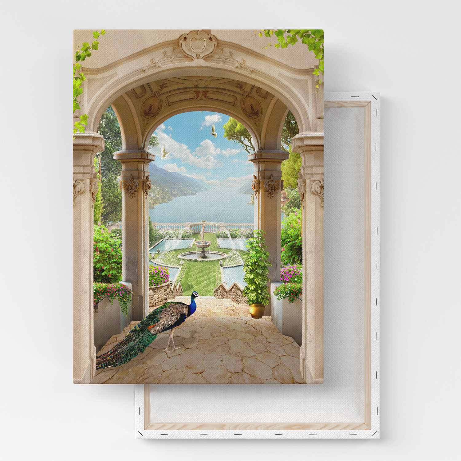 Картина на холсте, репродукция / Пейзаж с птицами / Размер 40 x 53 см