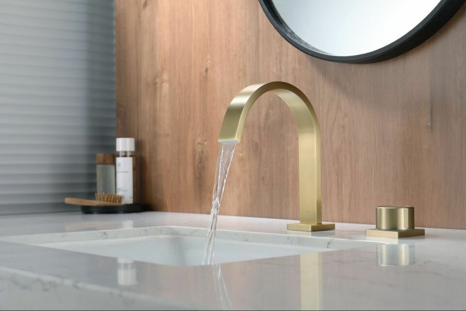 01111-S Смеситель на борт раковины (2-отв, Мат. Золото) GANZER