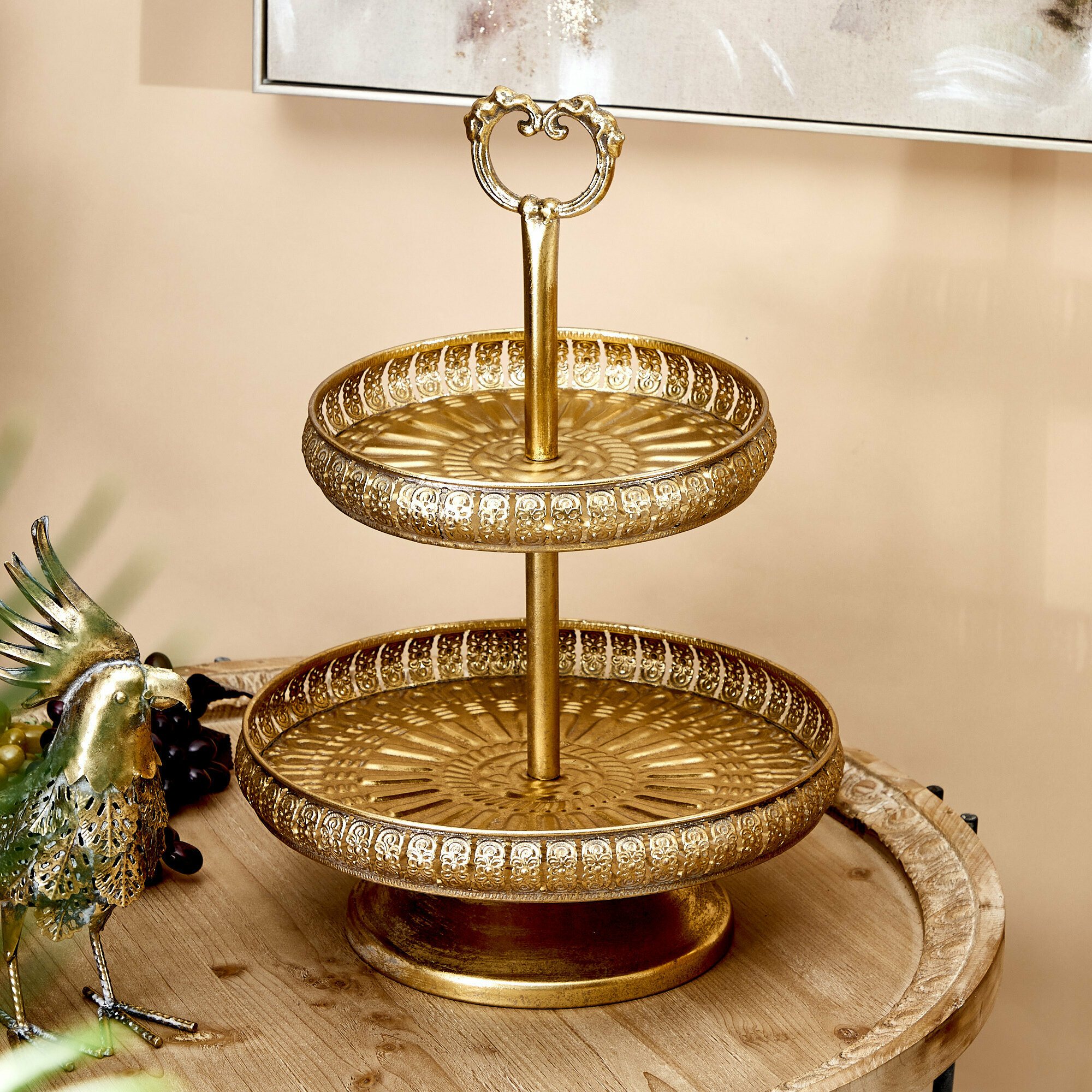 57-246 Блюдо сервировочное двухъярусное Эфиопия 37х37х55см, Glasar