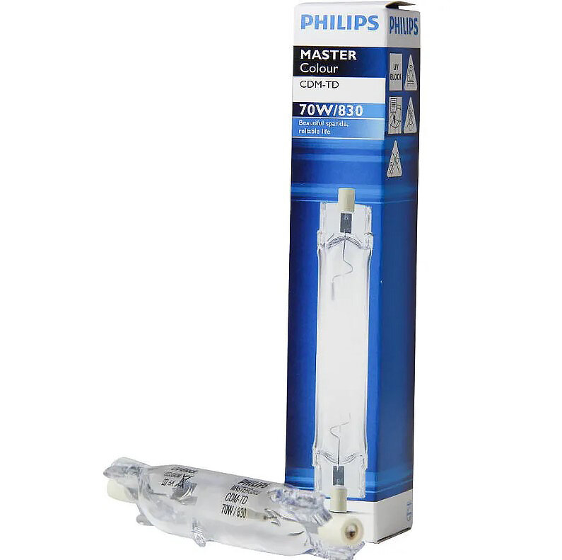 1шт/уп. Лампа Металлогалогенная 70Вт Rx7s TS 6000Лм 3000К D-22mm L-117mm МГЛ Газоразрядная Свет Теплый белый Philips, уп. 1шт