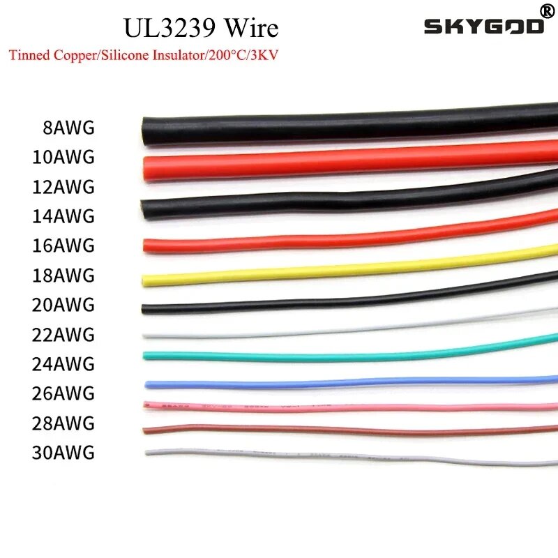 Силиконовый провод UL3239 луженая медь 2/5 м 14AWG, белый, 2 Meters
