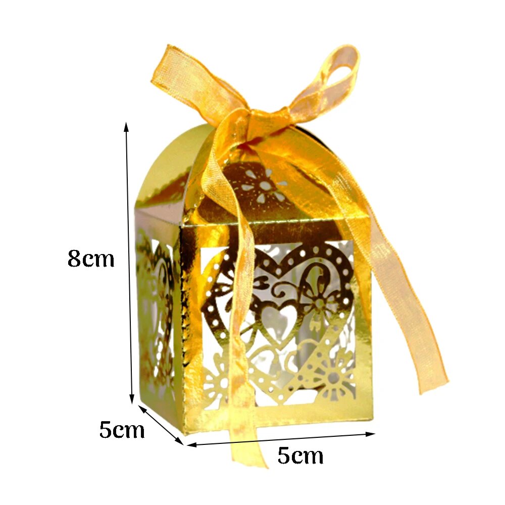 Коробки для конфет WEHRPARTY сердце картон 10 шт Reflective gold