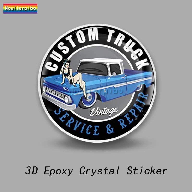 Наклейка на авто Custom Truck Vintage 5см, серебристая