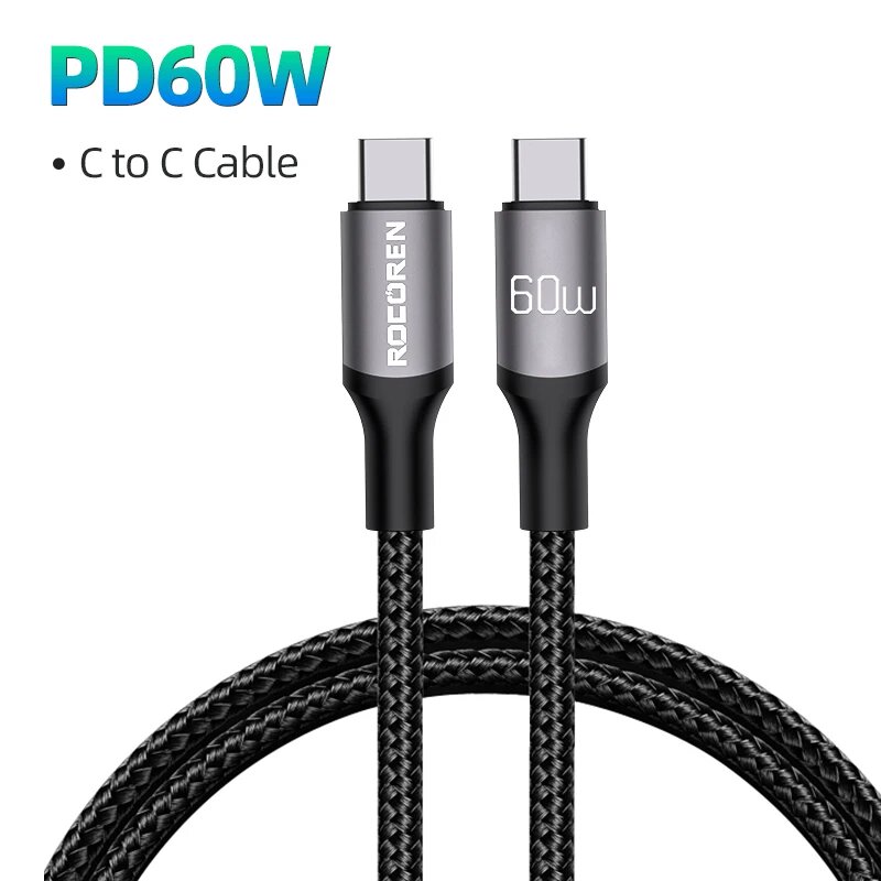 Rocoren 240 Вт USB C к USB Type C Кабель PD 3.1 100 Вт Кабель для быстрой зарядки 0.5m, PD 60W Cable