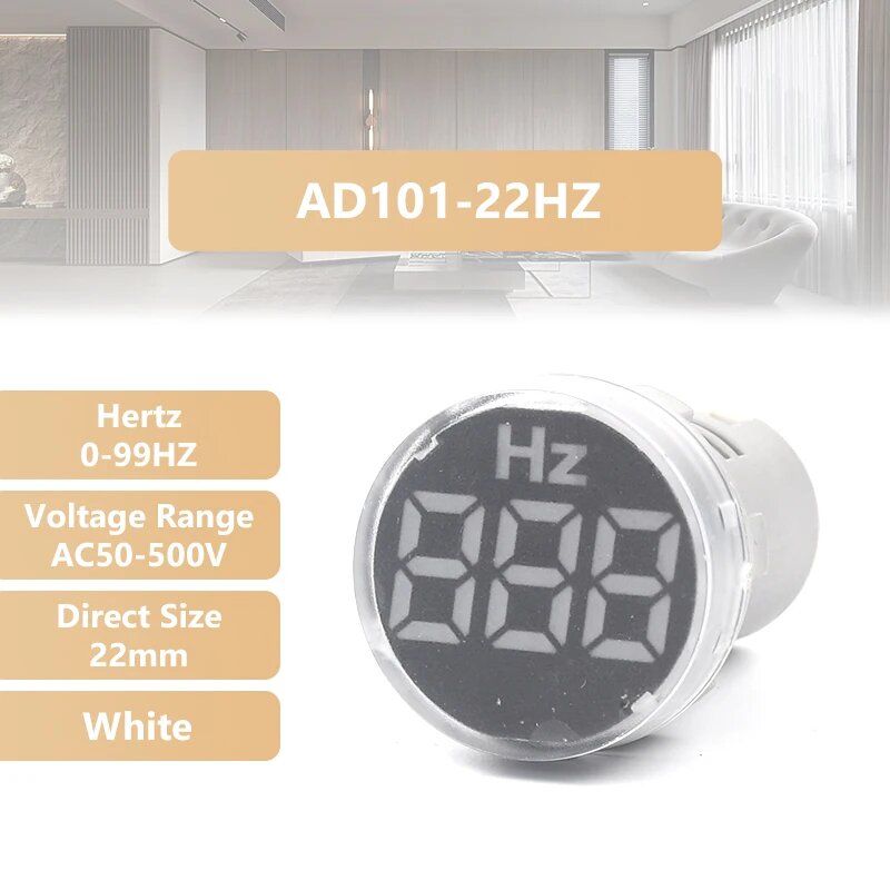 Герцометр AD101-22HZ, 0-99 Гц, белый, 22 мм