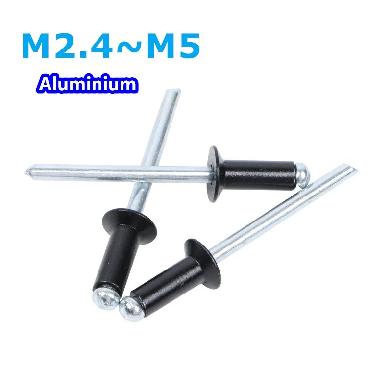Черные алюминиевые потайные заклепки M2.4 M3 M3.2 M4 M5 M3.2-30pcs, 8mm