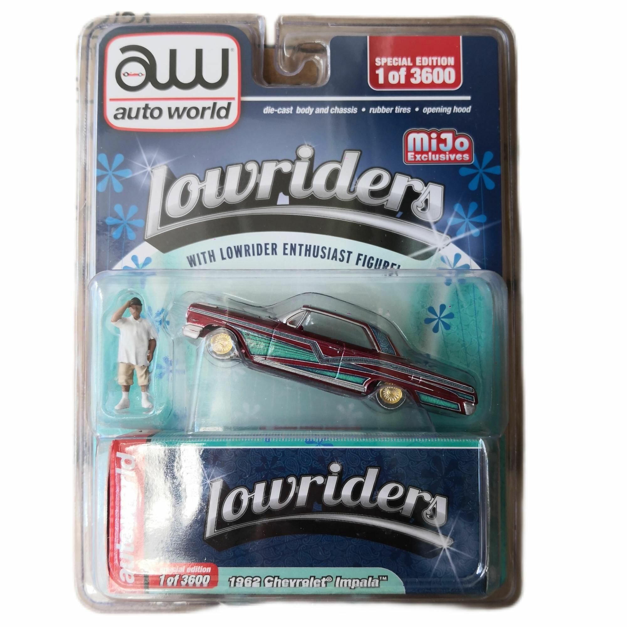 Машинка Auto World 1/64 AW&AD LOWRIDER 1962 Chevrolet Impala Chase Special Edition Die-cast Alloy Car Model Collection Toy Children Gift