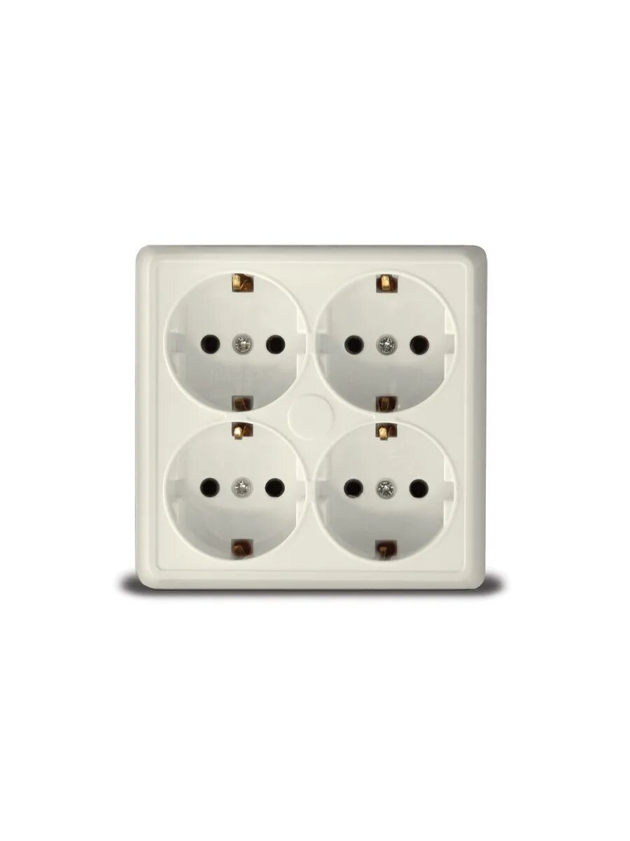 Розетка 4-м с/з квадрат крем О/У