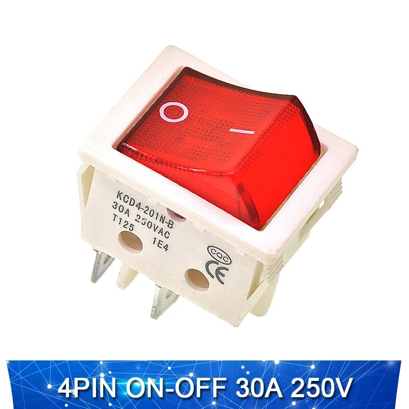 Переключатель Stlxy KCD4 пластиковый красный 16/30А ON-OFF 30A, 10 Pcs