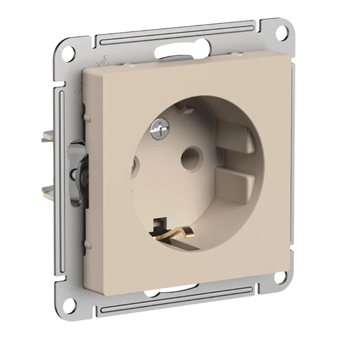 ATN001243 ATLASDESIGN розетка с заземлением, 16А, механизм, песочный