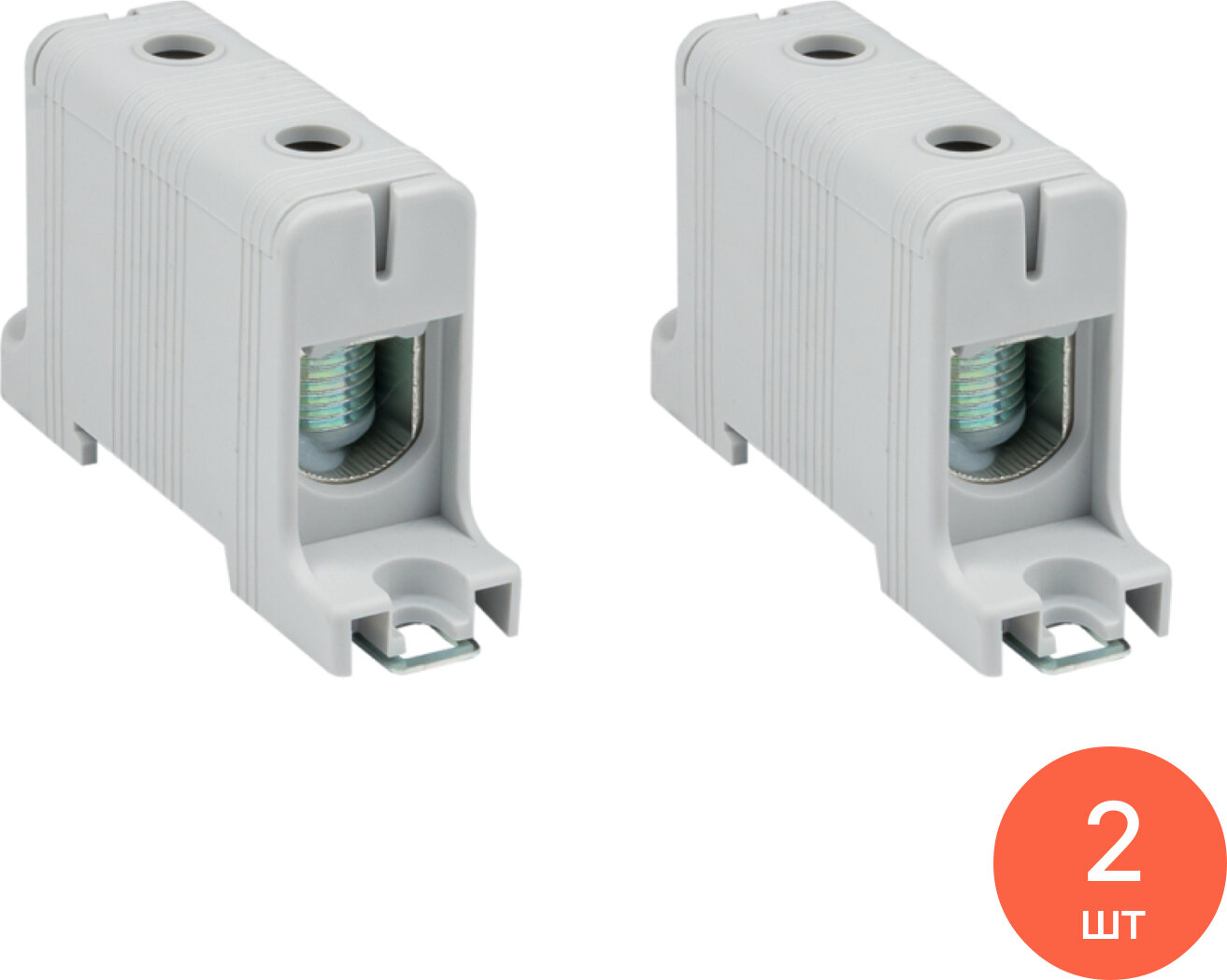 Клемма для проводов EKF / ЕКФ PROxima КСВ 16-95 силовая вводная, огнестойкий полиамид, 245А, 86х24мм, серый, 1шт. / зажим (комплект из 2 шт)