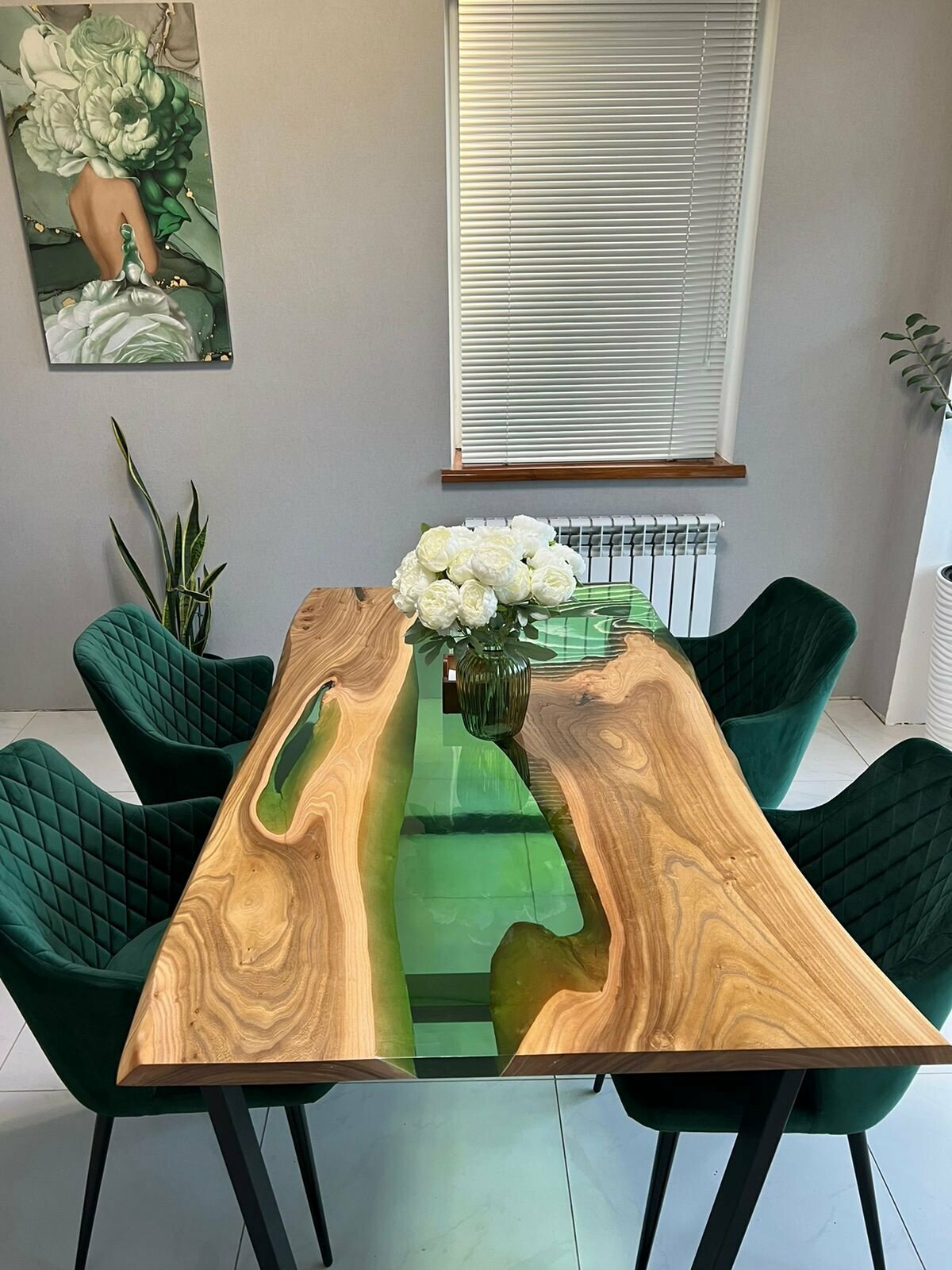 Стол "EasyLOFT" в стиле лофт, река "Green 2", 170х100х75 см.