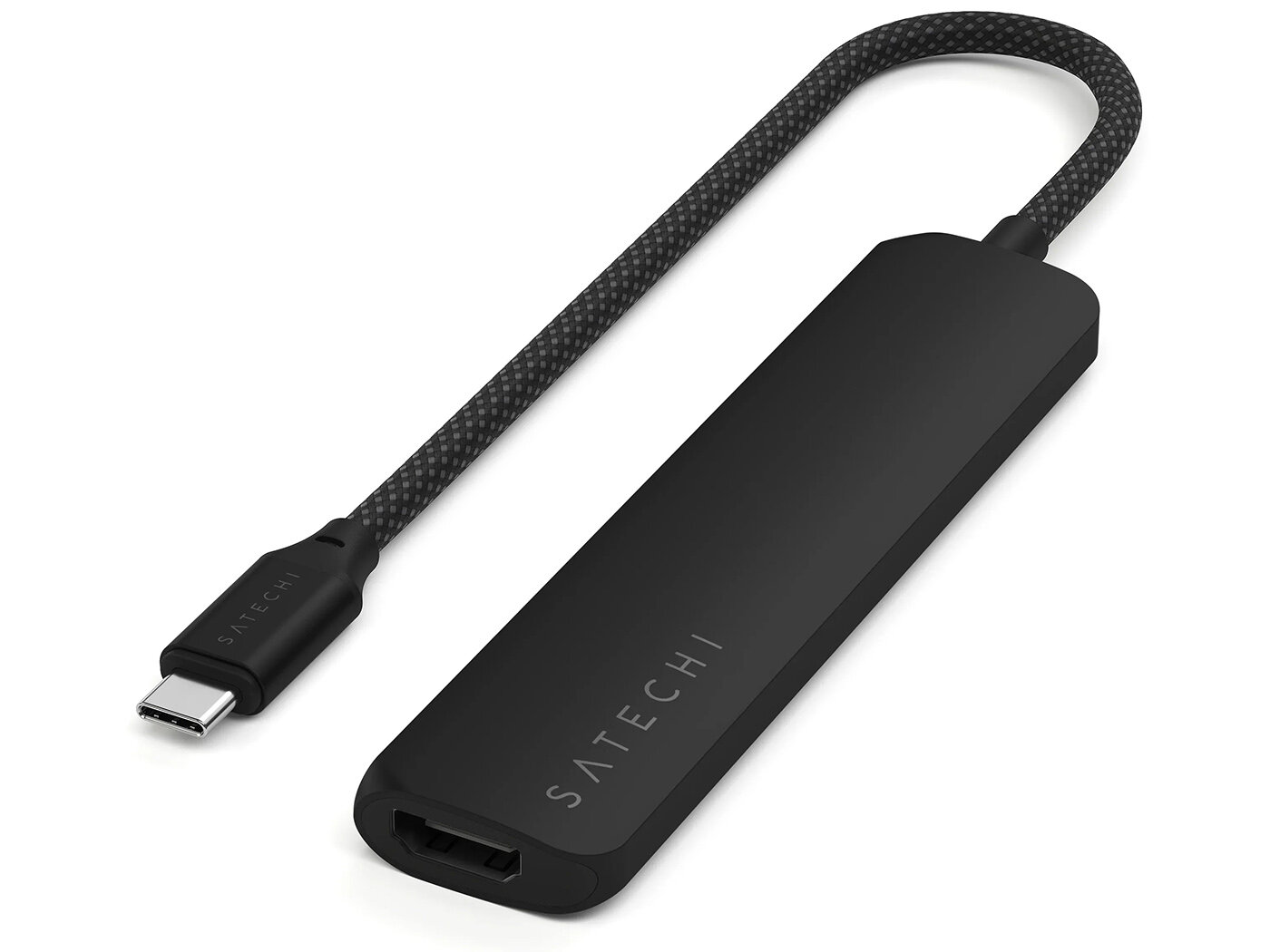 Док-станция/ USB-хаб Satechi 6-in-1 USB-C Slim Multiport Adapter Type-C HDMI 2x Type-A microSD 75Вт Черный ST-P6SK