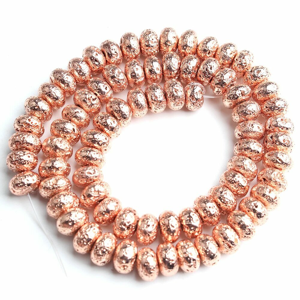 Бусины из вулканической лавы, 8 мм, Rose gold, 46 шт