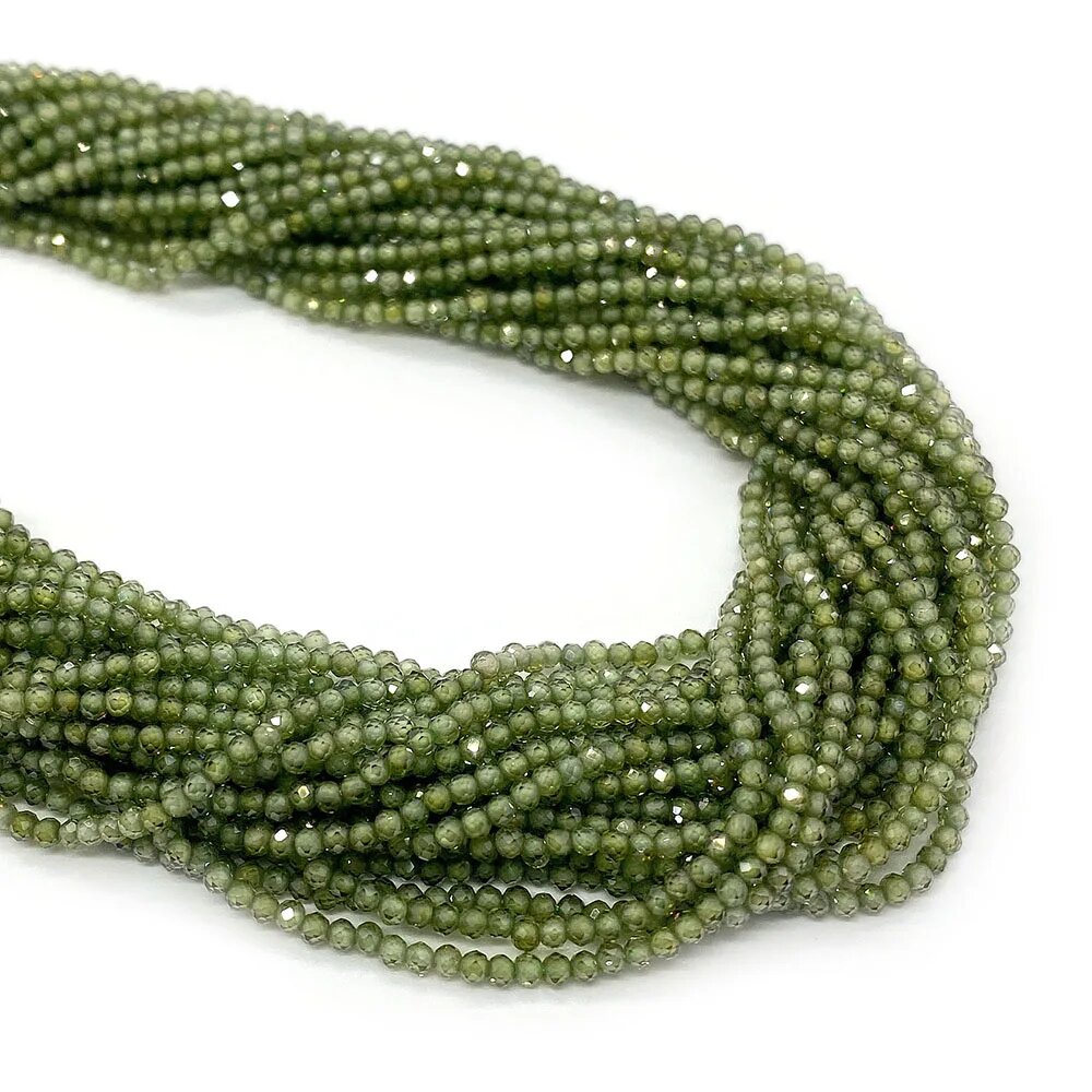 Натуральный камень циркон бусины 2/3/4 мм 3mm, Green-1 Strand
