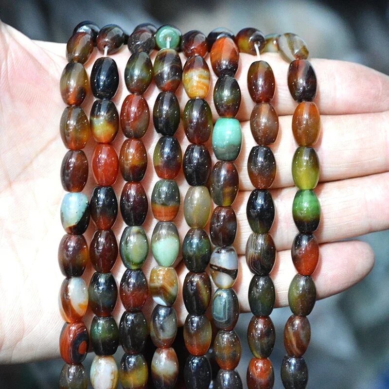 Бусины из агата ботсваны, оливарийский рис, 15 дюймов, цвет: picture color
