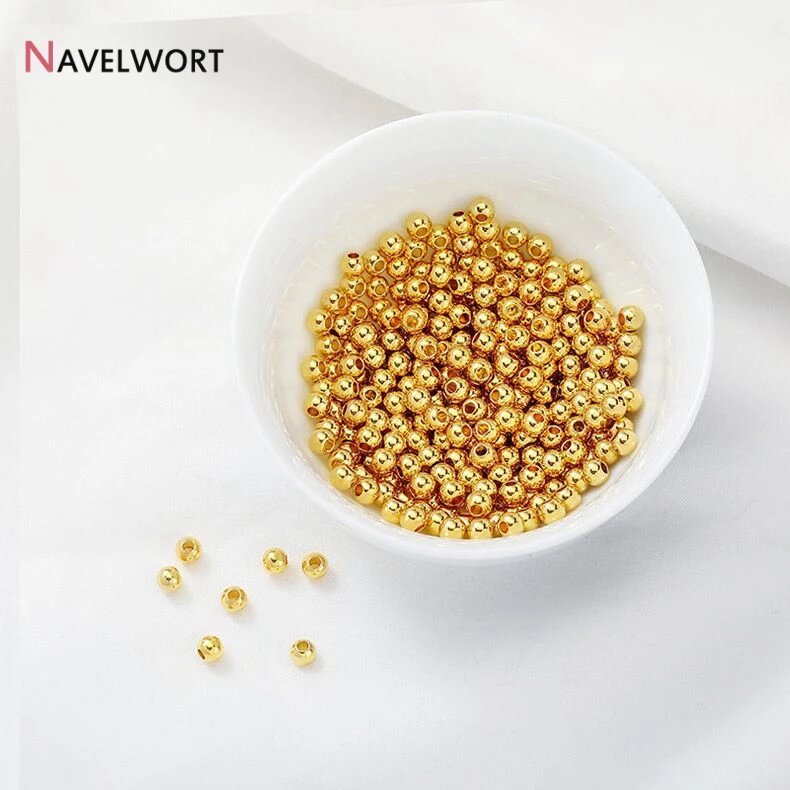 Золотые латунные разделительные бусины NAVELWORT 100 шт 3mm - 100 pieces, 18K gold plated